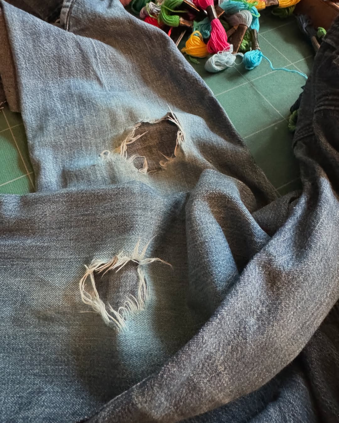 Sashiko style denim elbow repair - Incredibusy